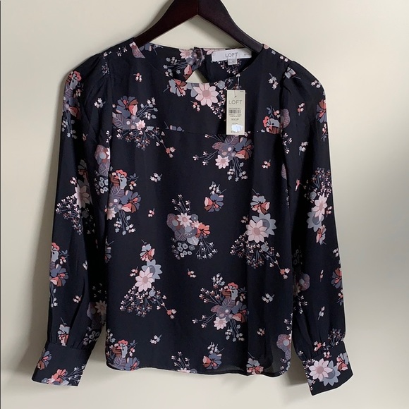 LOFT | Tops | Loft Petite Bouquet Cutout Back Blouse | Poshmark